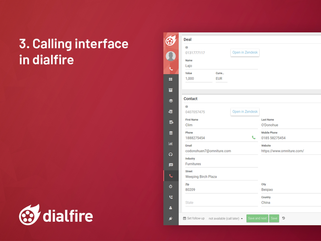 Dialfire App Integration with Zendesk Sell